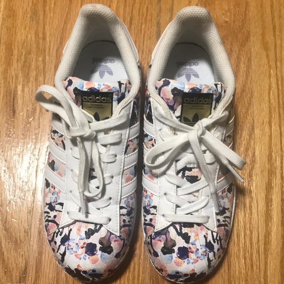 adidas | Shoes | Adidas Sneakers Colorful Flowers | Poshmark